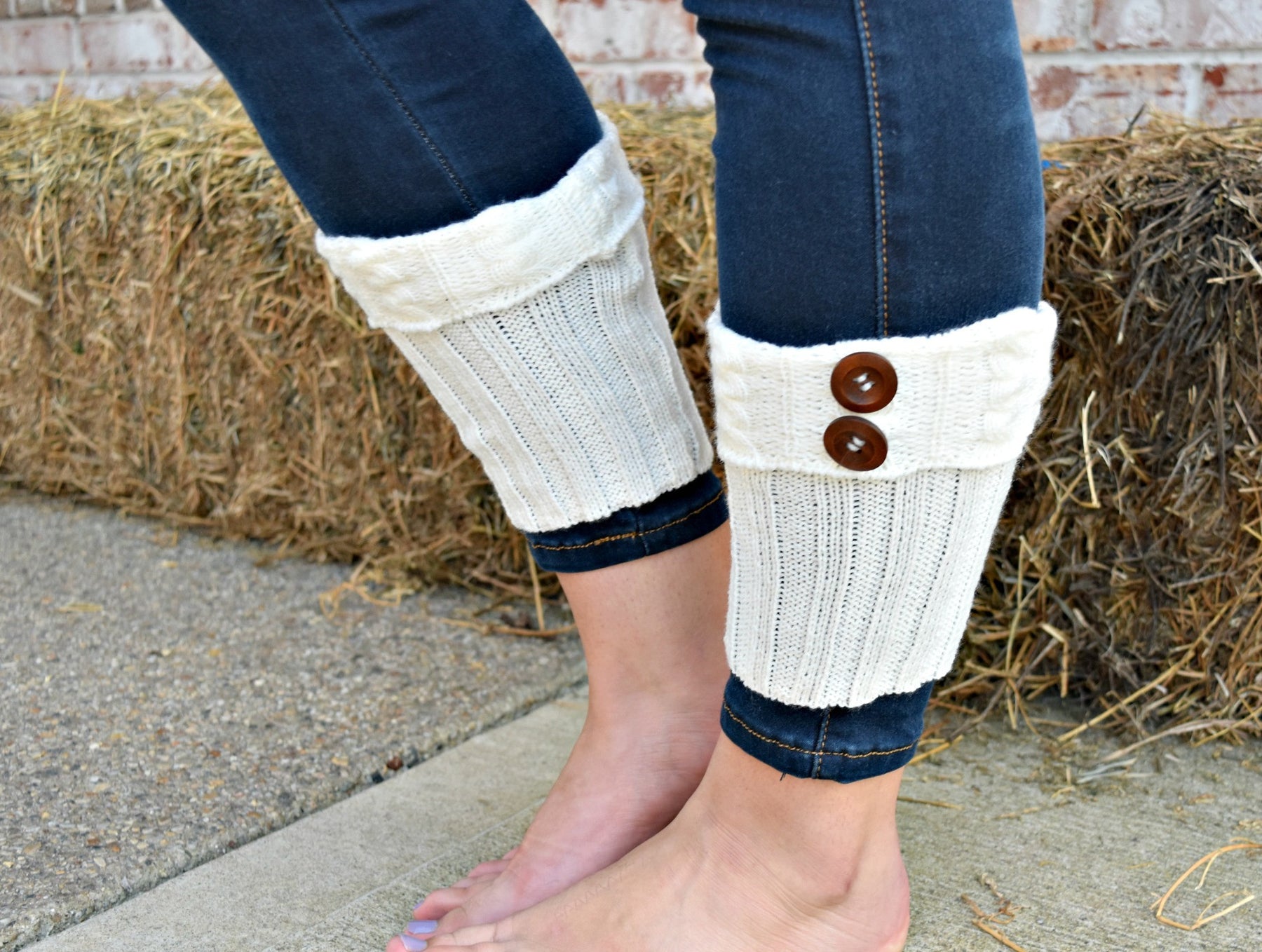 Cute As A Button Boot Cuffs: Ivory – Closet Runway Boutique